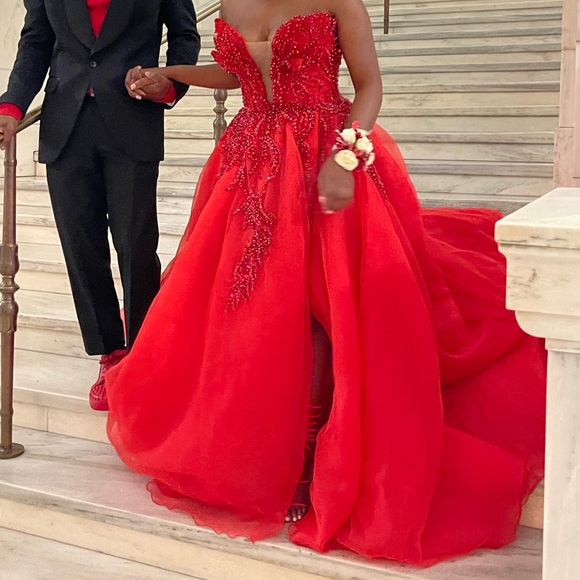 Dresses | Elegant Red Embellished Dress | Poshmark